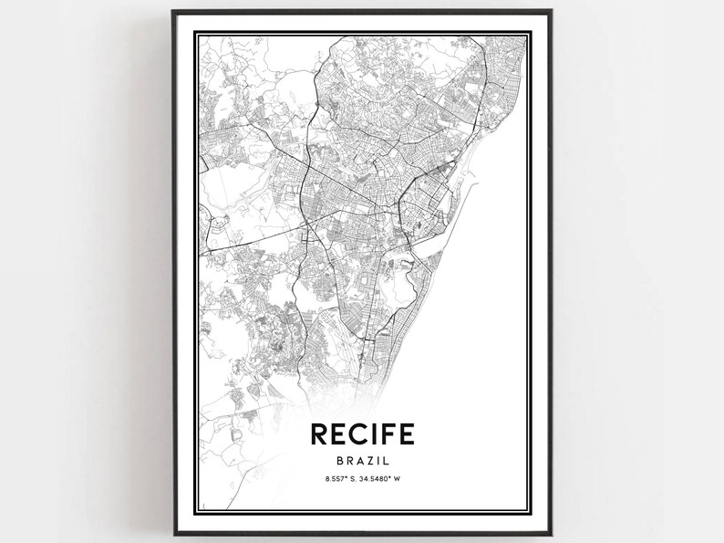 Recife Map Print Recife Map Poster Wall Art Recife City Map - Etsy