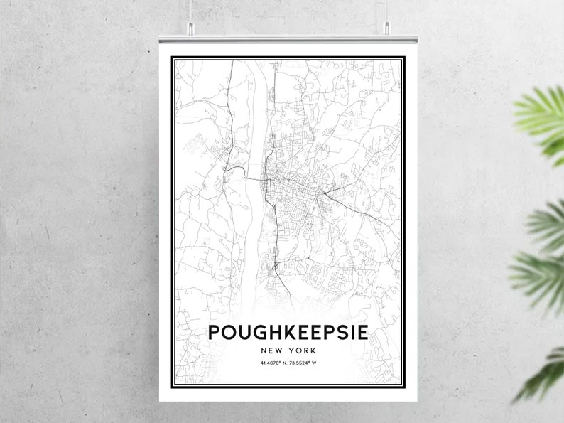 Poughkeepsie Map Print Poughkeepsie Map Poster Wall Art Ny - Etsy