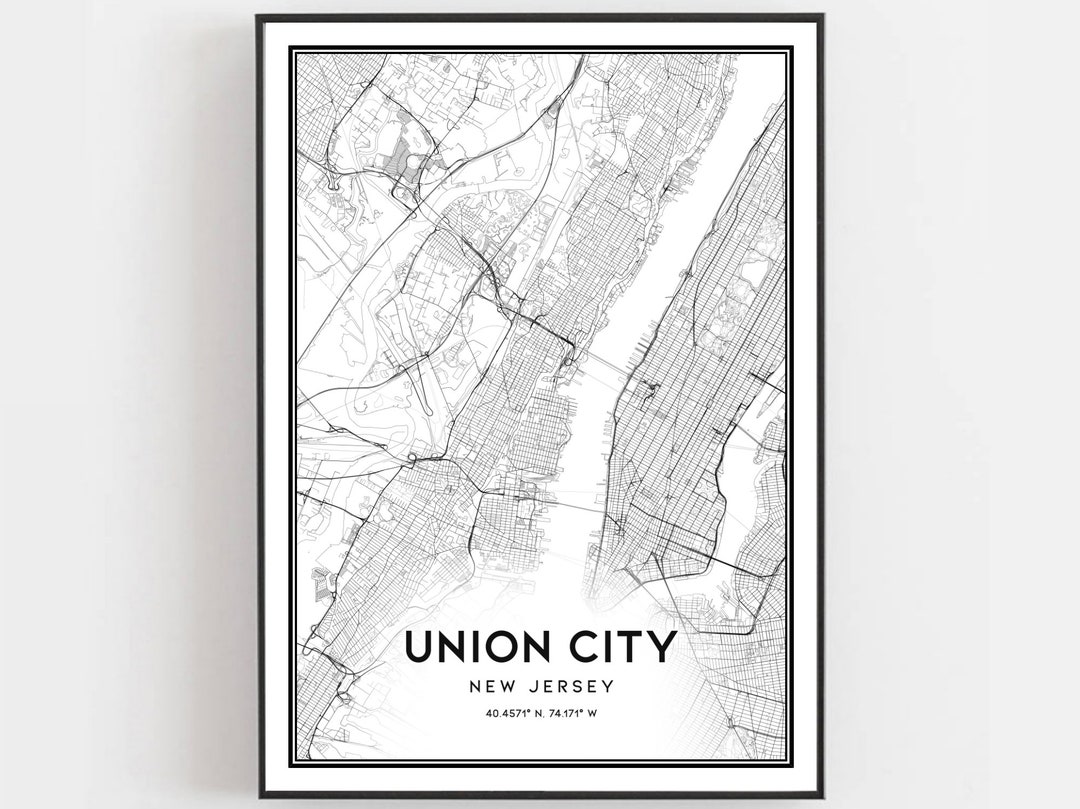Union City Map Print, Union City Map Poster Wall Art, Nj City Map, New ...