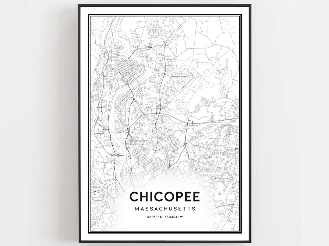 Chicopee Map Print, Chicopee Map Poster Wall Art, Ma City Map ...