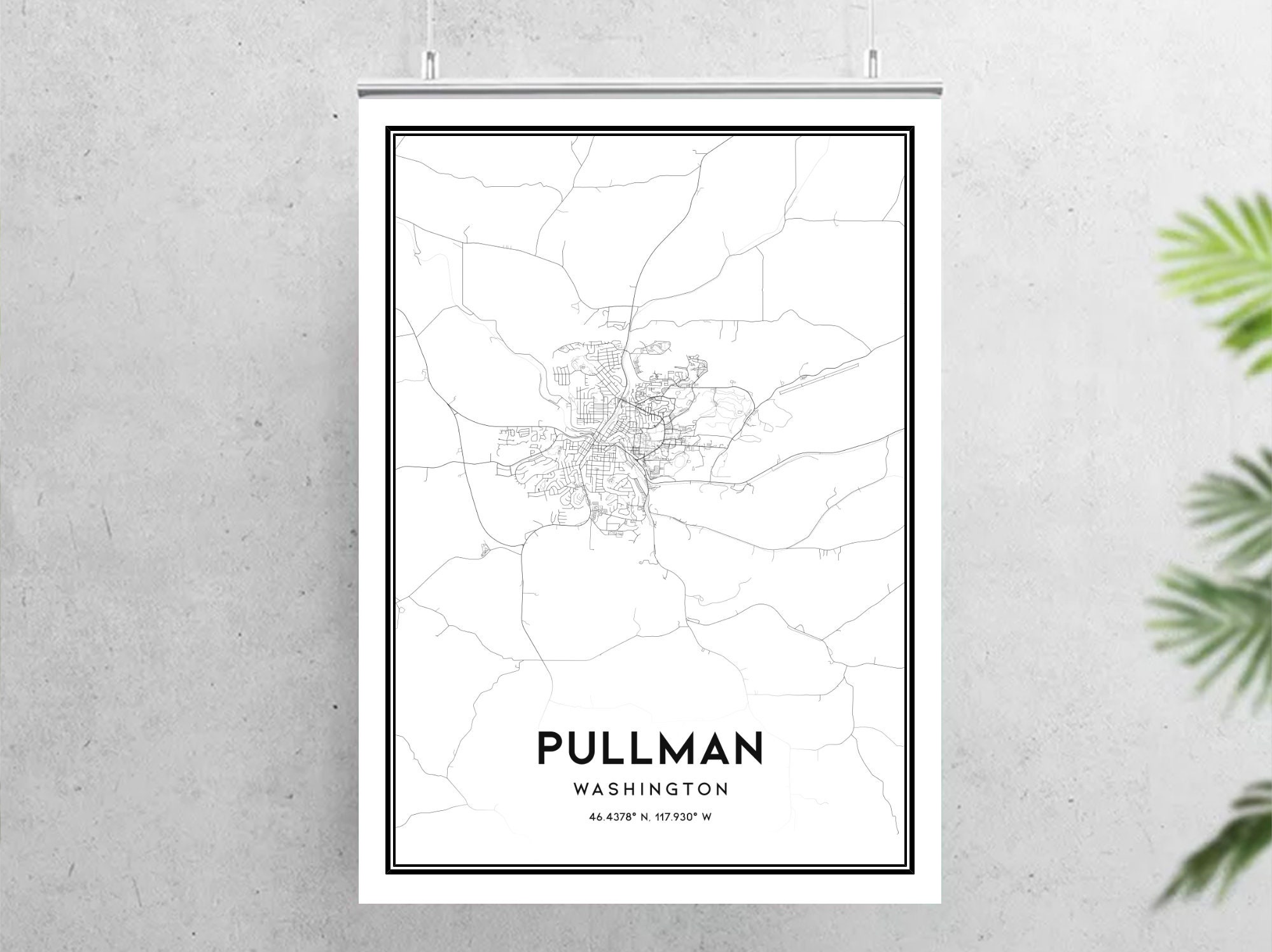 Pullman Map Print Pullman Map Poster Wall Art Wa City Map - Etsy