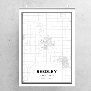Reedley Map Print, Reedley Map Poster Wall Art, Ca City Map, California ...