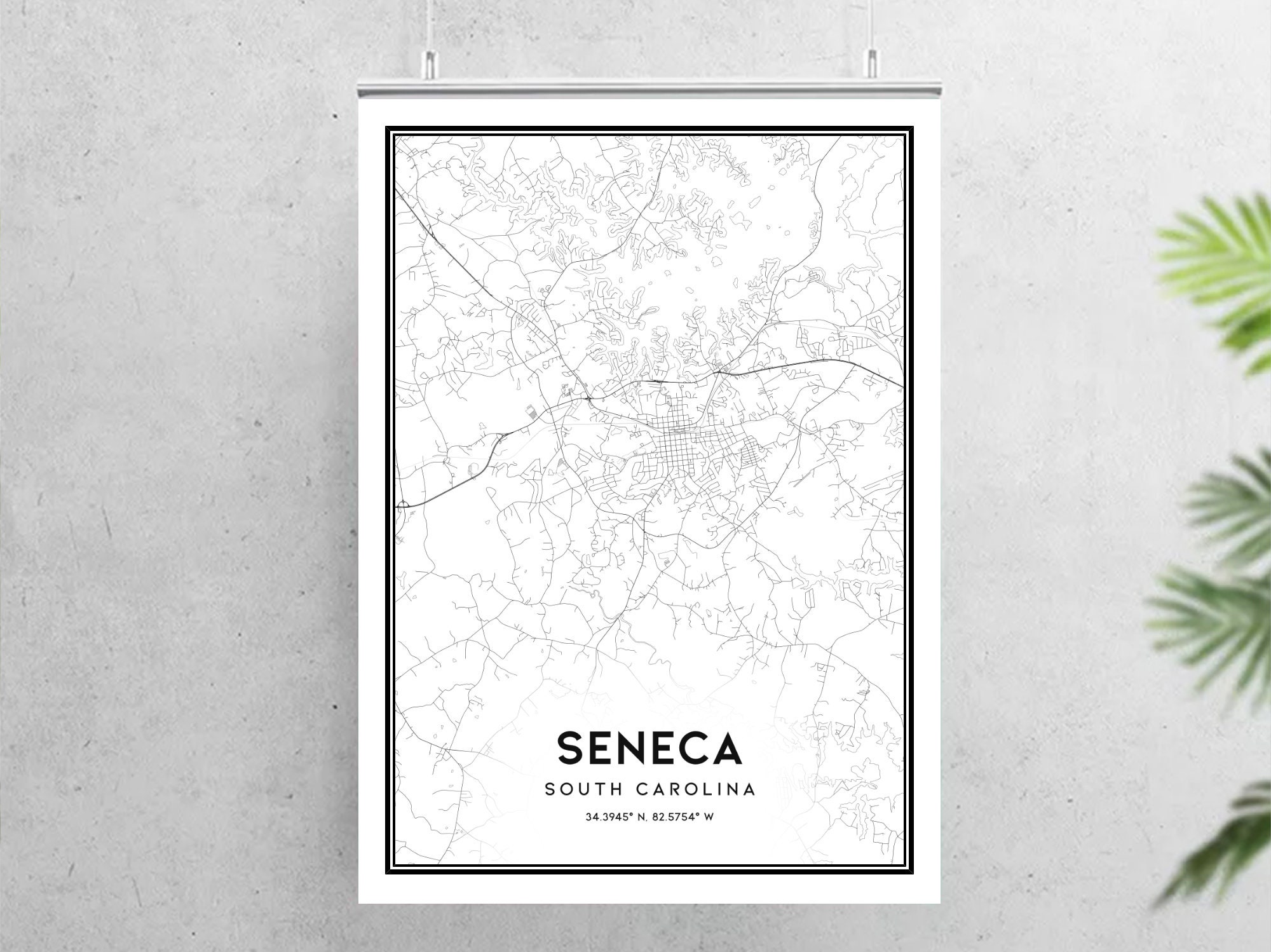 Seneca Map Print Seneca Map Poster Wall Art Sc City Map | Etsy