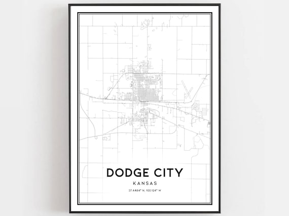 Dodge City Map Print Dodge City Map Poster Wall Art Ks City | Etsy