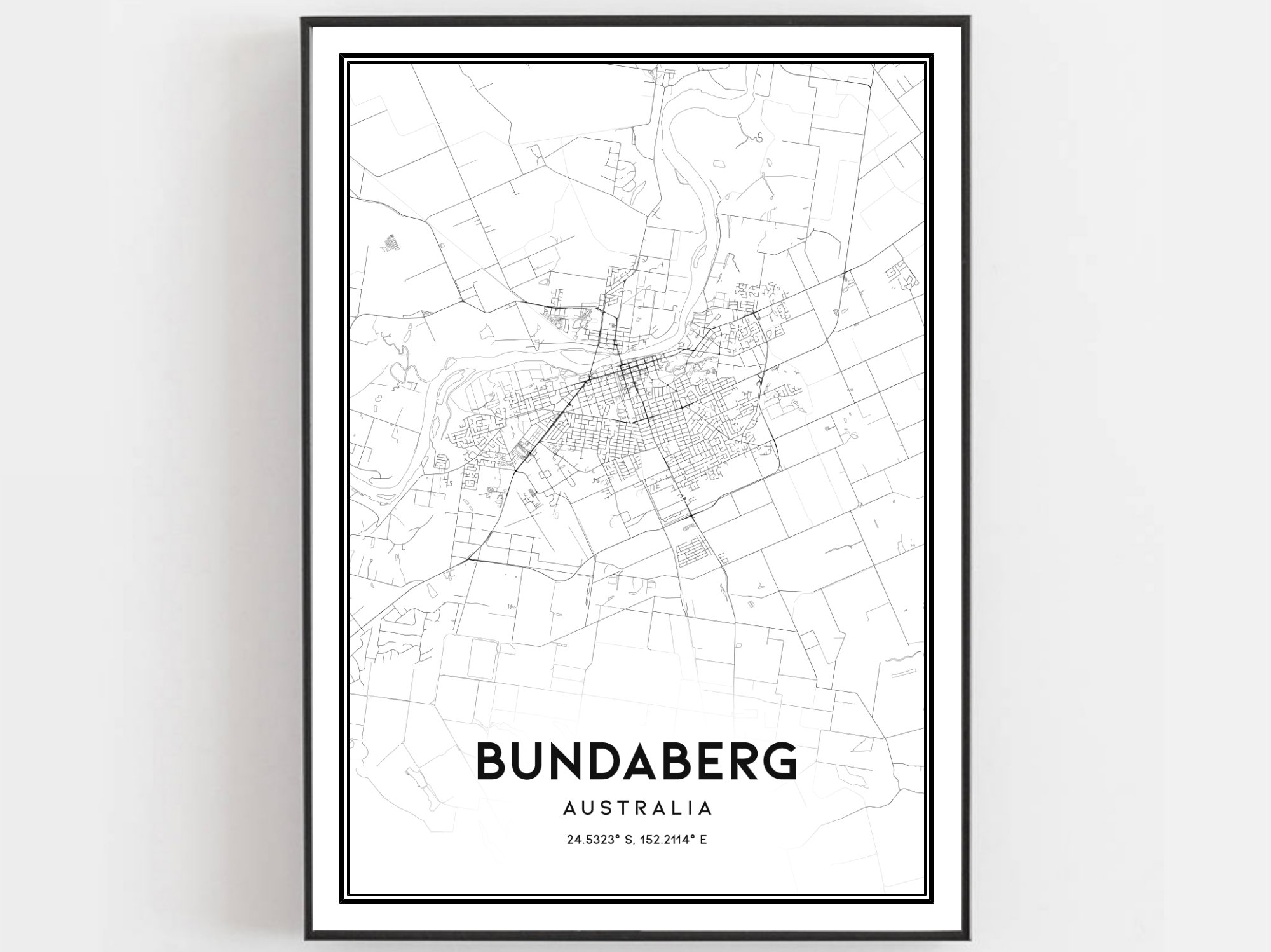 Bundaberg Map Print Bundaberg Map Poster Wall Art Bundaberg | Etsy