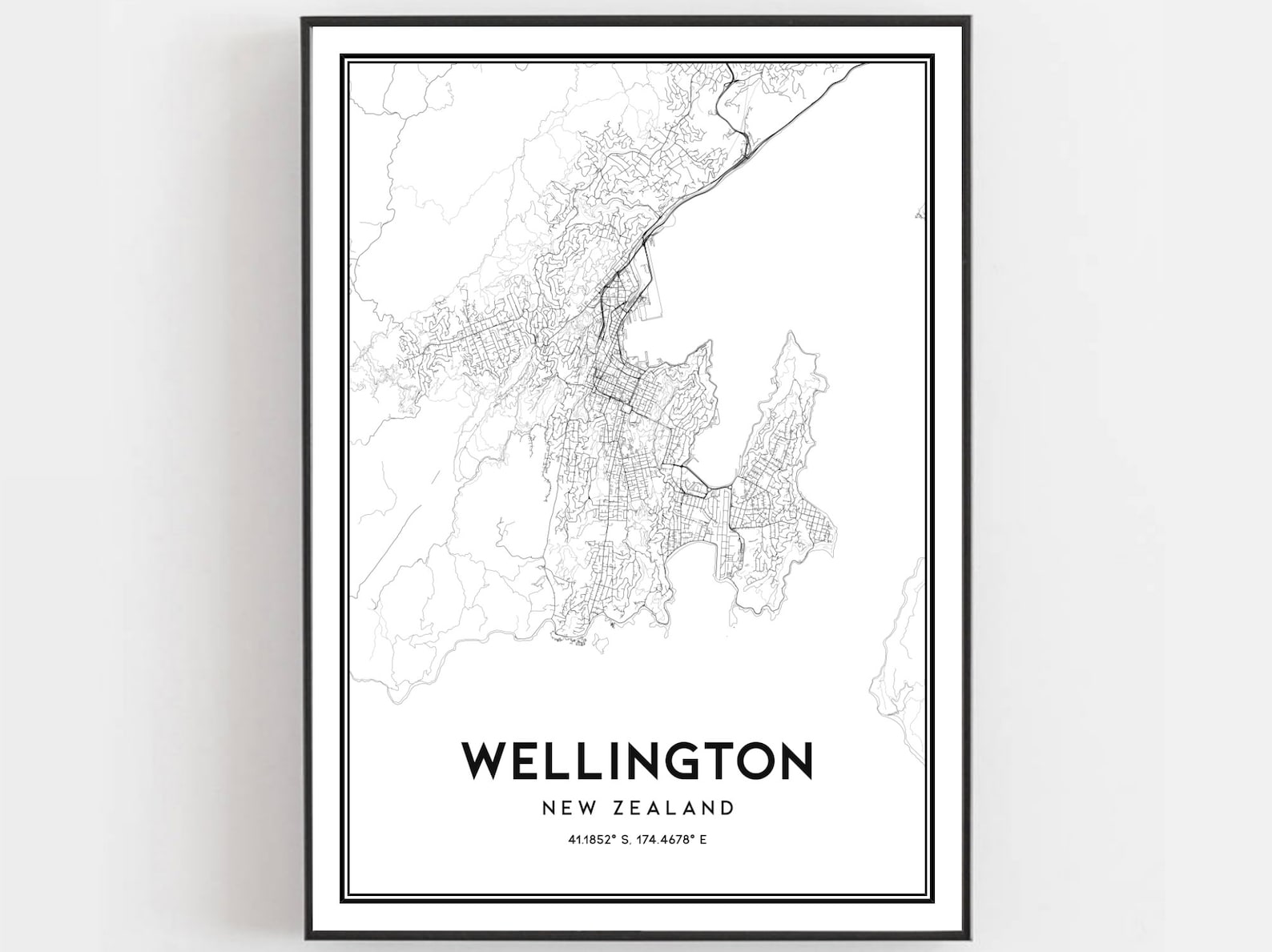 Wellington Map Print, Wellington Map Poster Wall Art, Wellington City ...