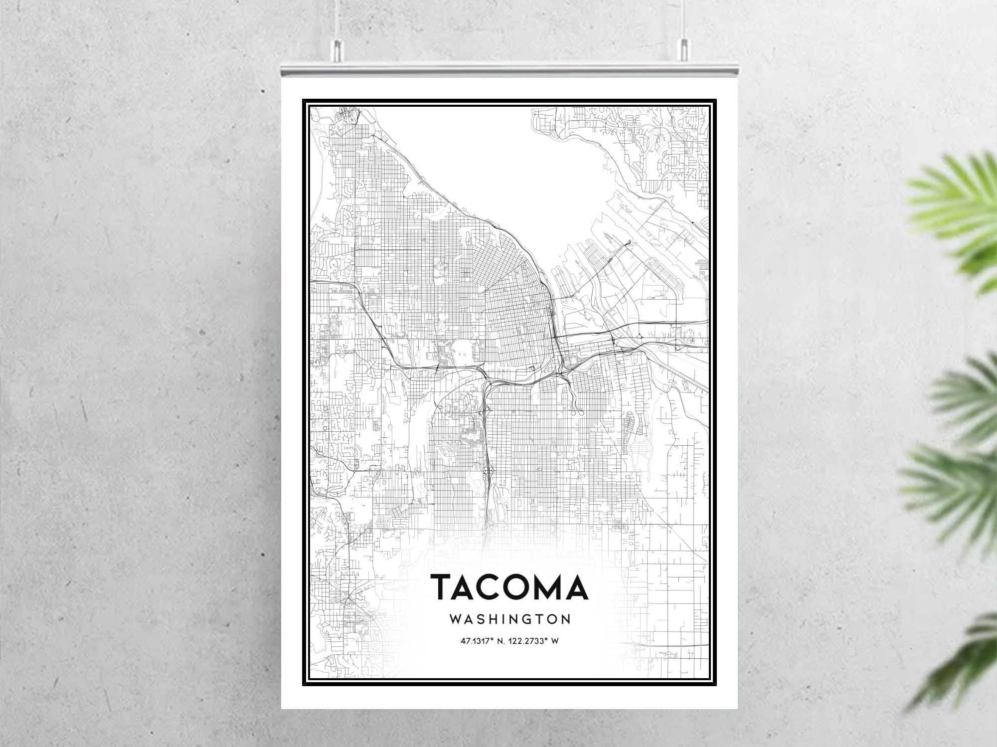 Tacoma Map Print Tacoma Map Poster Wall Art Wa City Map | Etsy