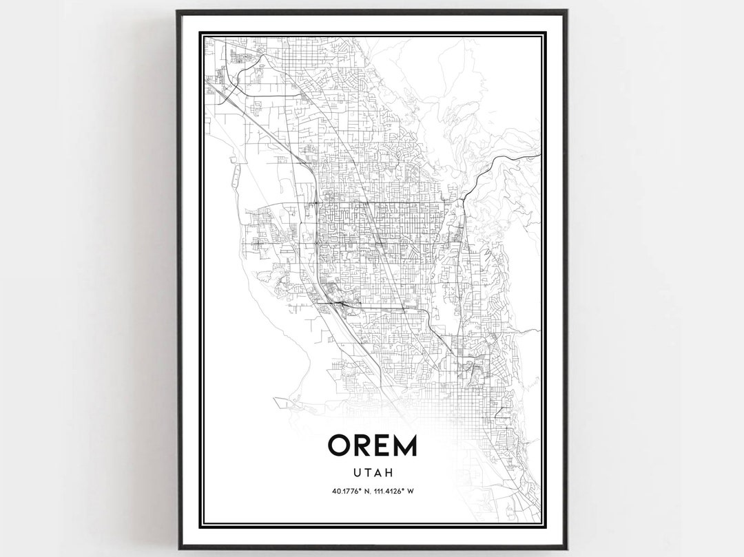 Orem Map Print, Orem Map Poster Wall Art, Ut City Map, Utah Print ...