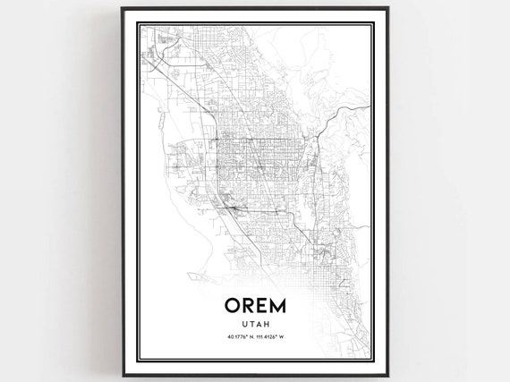 Orem Map Print Orem Map Poster Wall Art Ut City Map Utah - Etsy