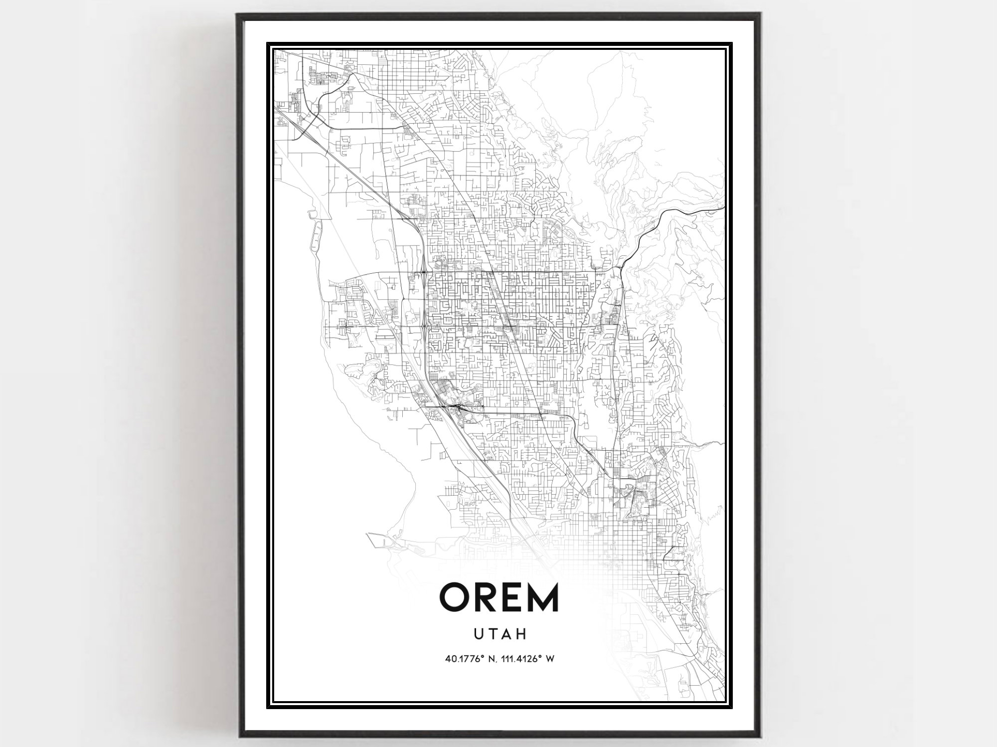 Orem Map Print, Orem Map Poster Wall Art, Ut City Map, Utah Print ...