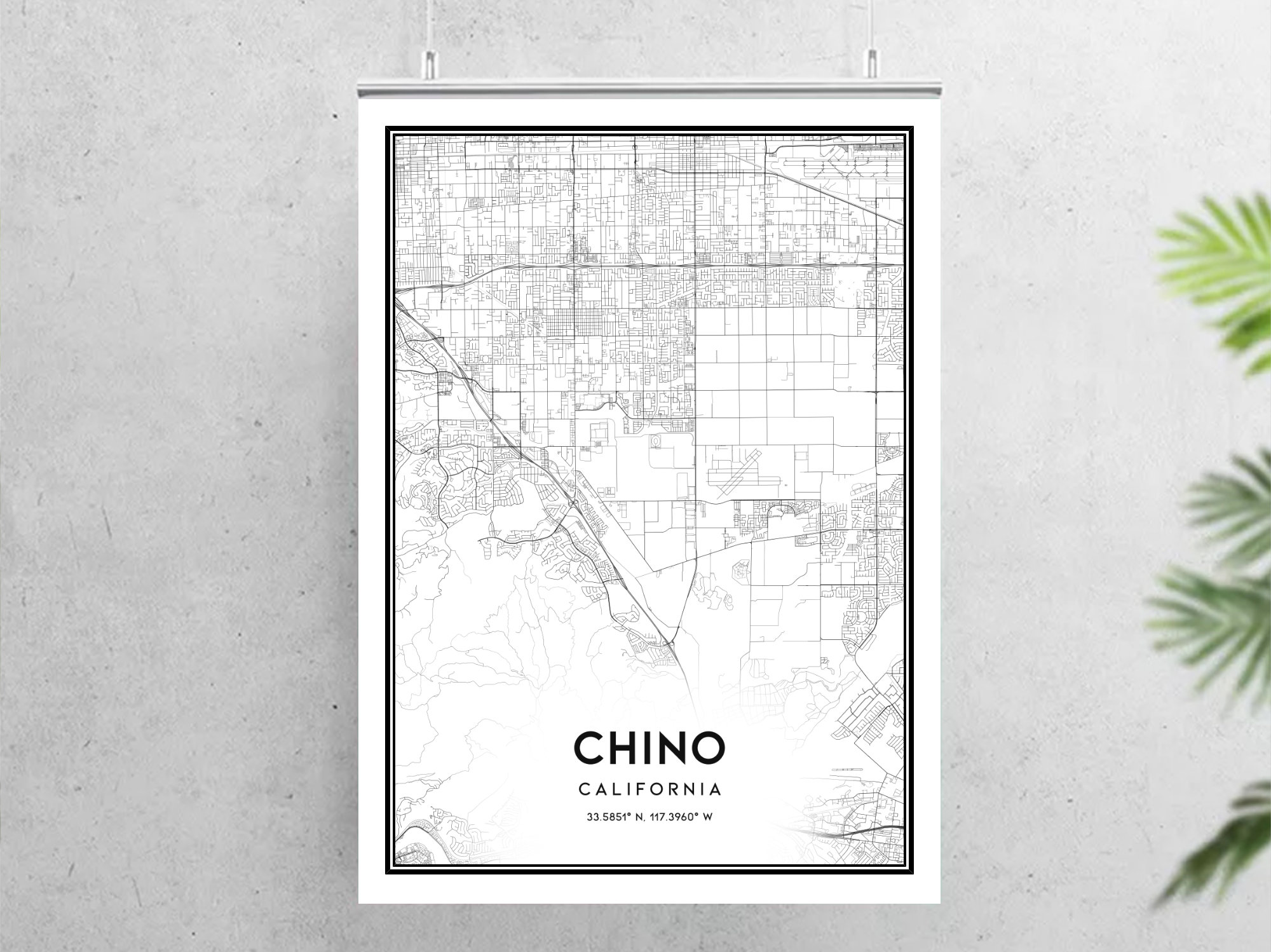 Chino Map Print, Chino Map Poster Wall Art, Ca City Map, California ...
