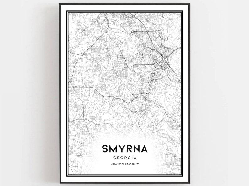 Smyrna Map Print, Smyrna Map Poster Wall Art, Ga City Map, Georgia Print Street Map Decor, Road ...
