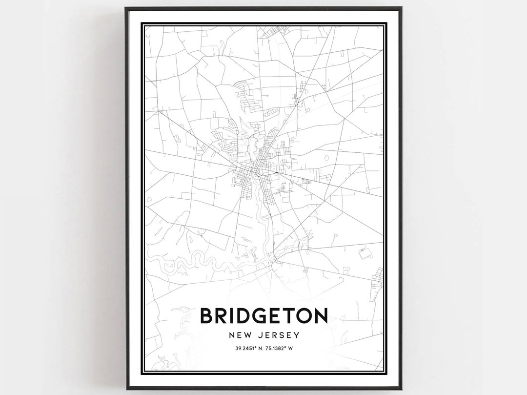 Bridgeton Map Print, Bridgeton Map Poster Wall Art, Nj City Map, New ...