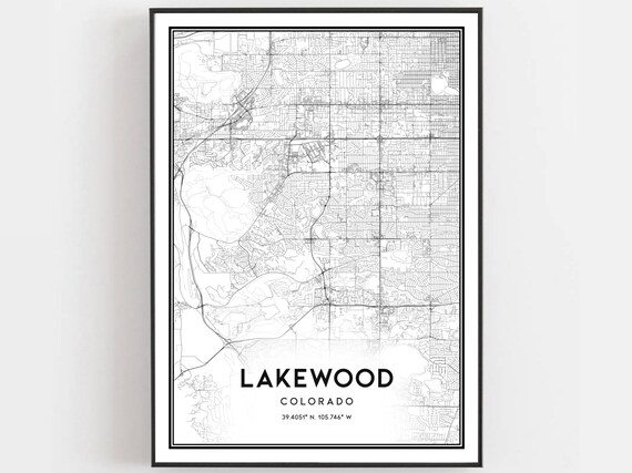 Lakewood Map Print Lakewood Map Poster Wall Art Co City Map | Etsy
