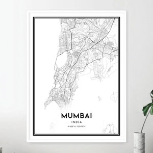 Mumbai Map Print, Mumbai Map Poster Wall Art, Mumbai City Map, Mumbai ...