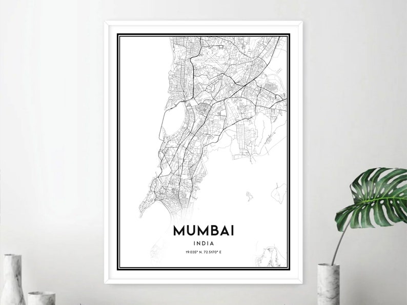 Mumbai Map Print Mumbai Map Poster Wall Art Mumbai City Map - Etsy