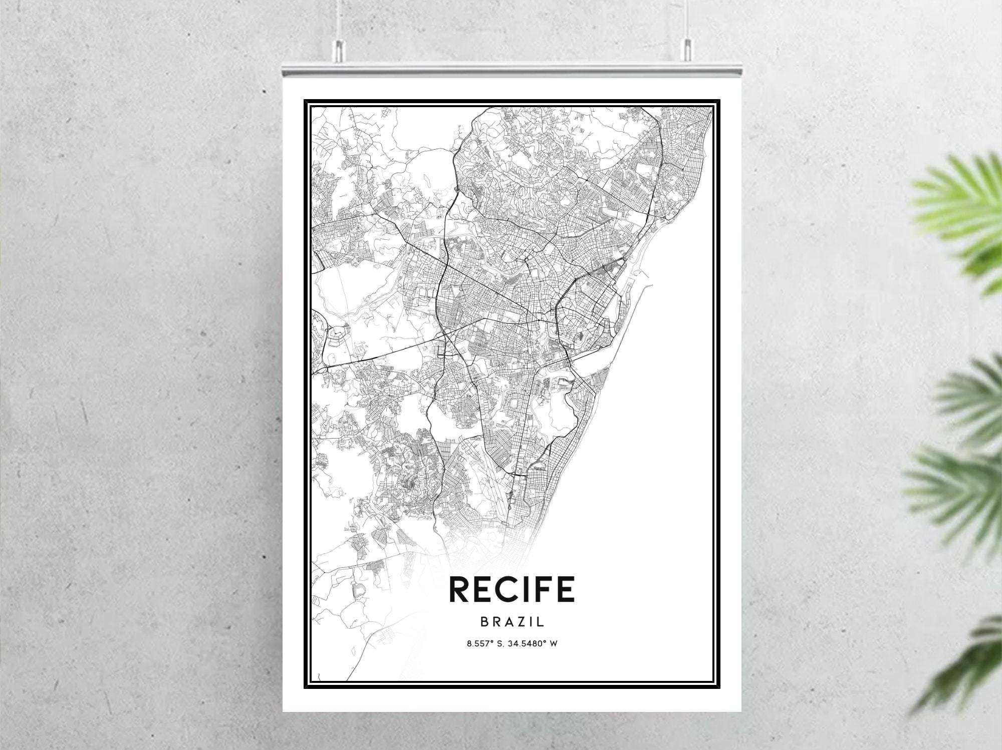 Recife Map Print Recife Map Poster Wall Art Recife City Map | Etsy