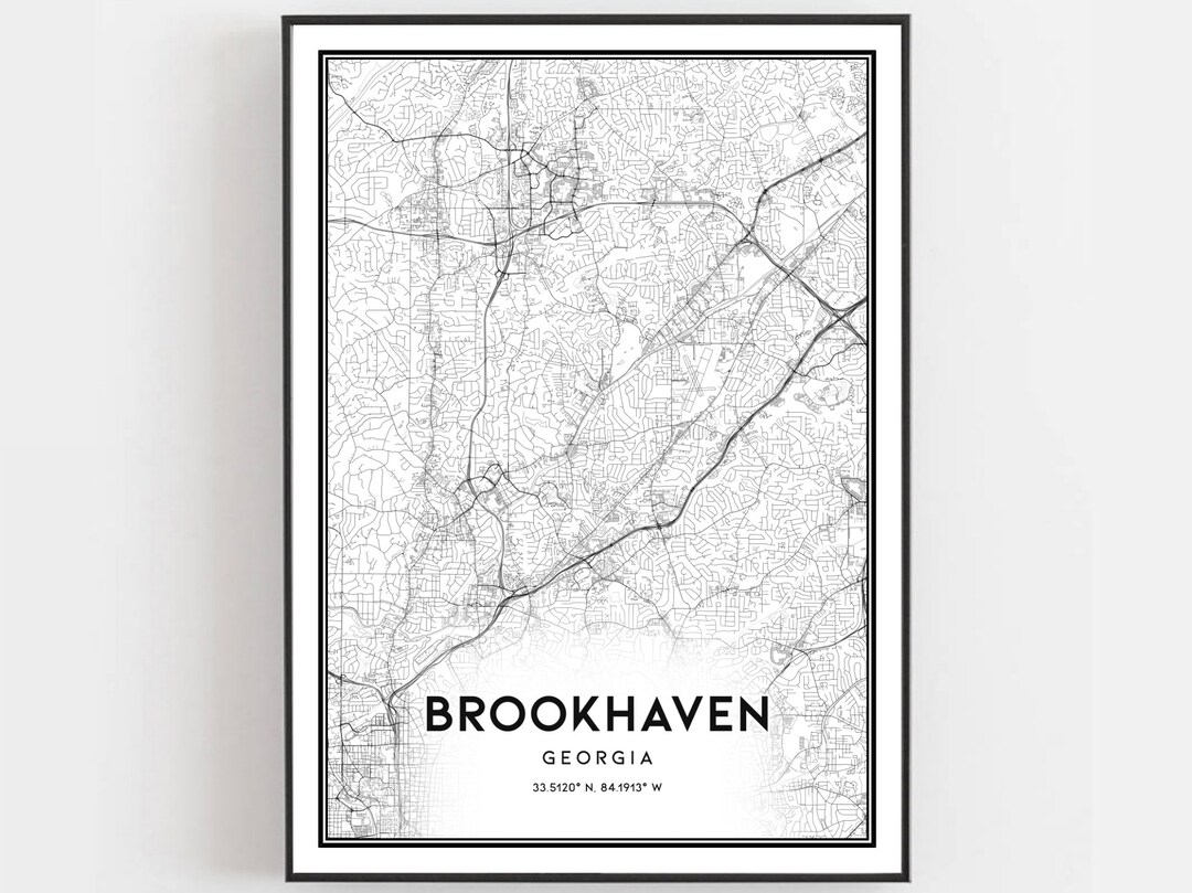 Brookhaven Map Print, Brookhaven Map Poster Wall Art, Ga City Map ...