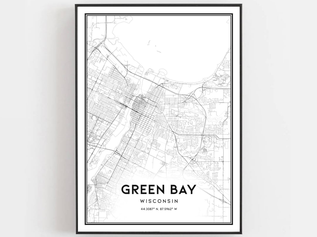 Green Bay Map Print, Green Bay Map Poster Wall Art, Wi City Map ...