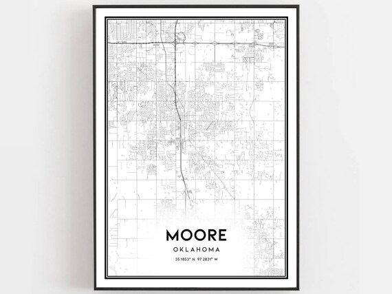 Moore Map Print Moore Map Poster Wall Art Ok City Map | Etsy