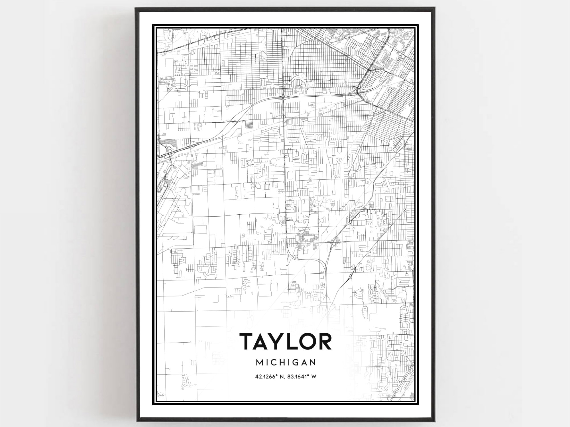 Taylor Map Print Taylor Map Poster Wall Art Mi City Map - Etsy