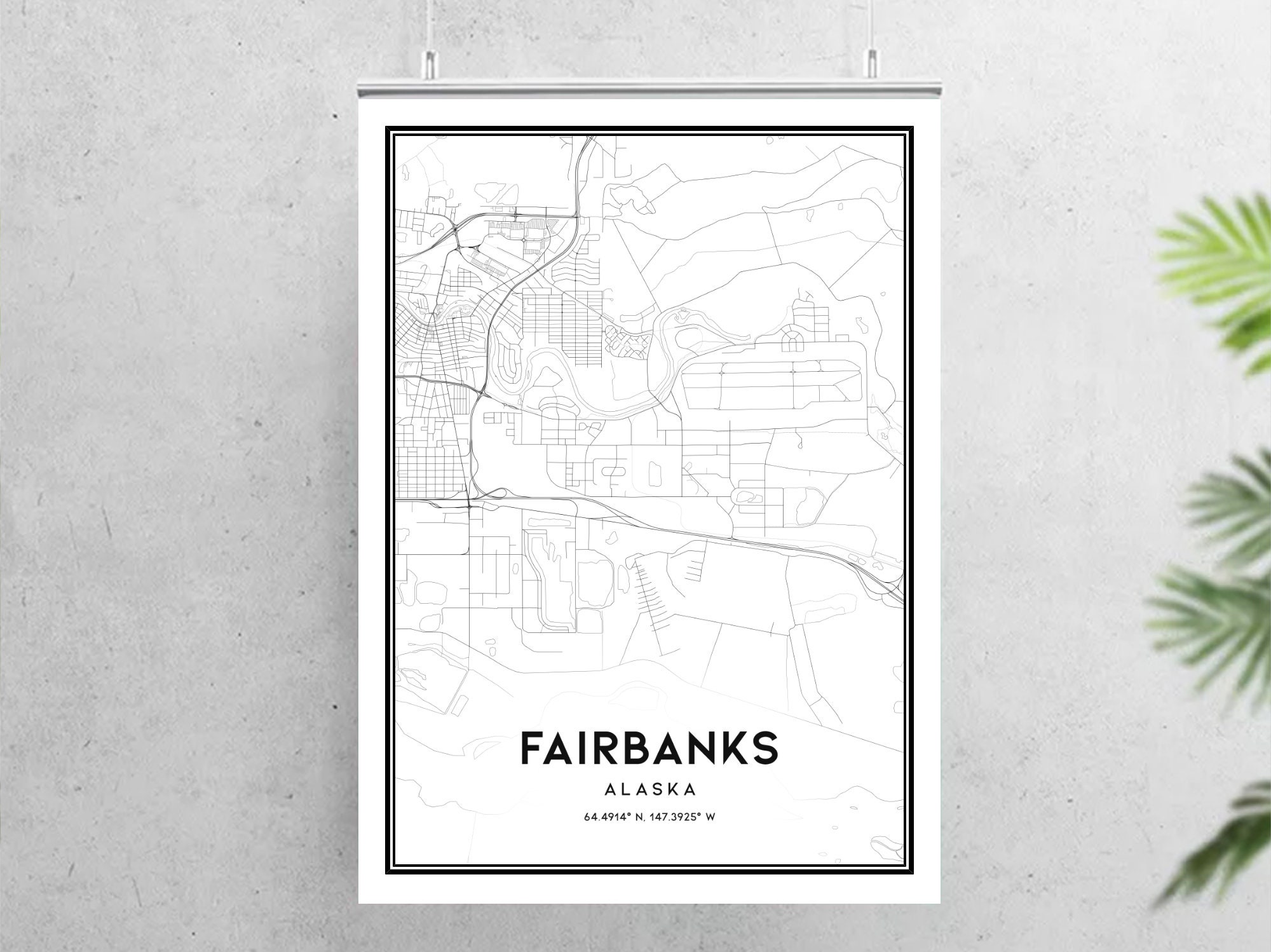 Fairbanks Map Print, Fairbanks Map Poster Wall Art, Ak City Map, Alaska ...