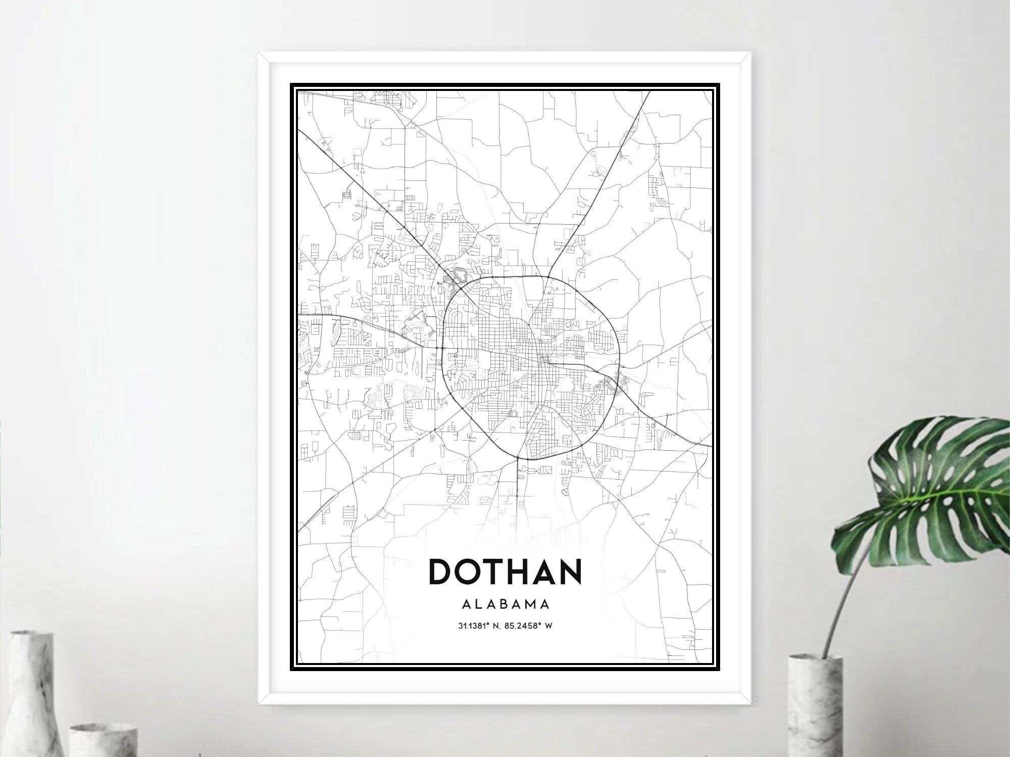 Dothan Map Print Dothan Map Poster Wall Art Al City Map | Etsy