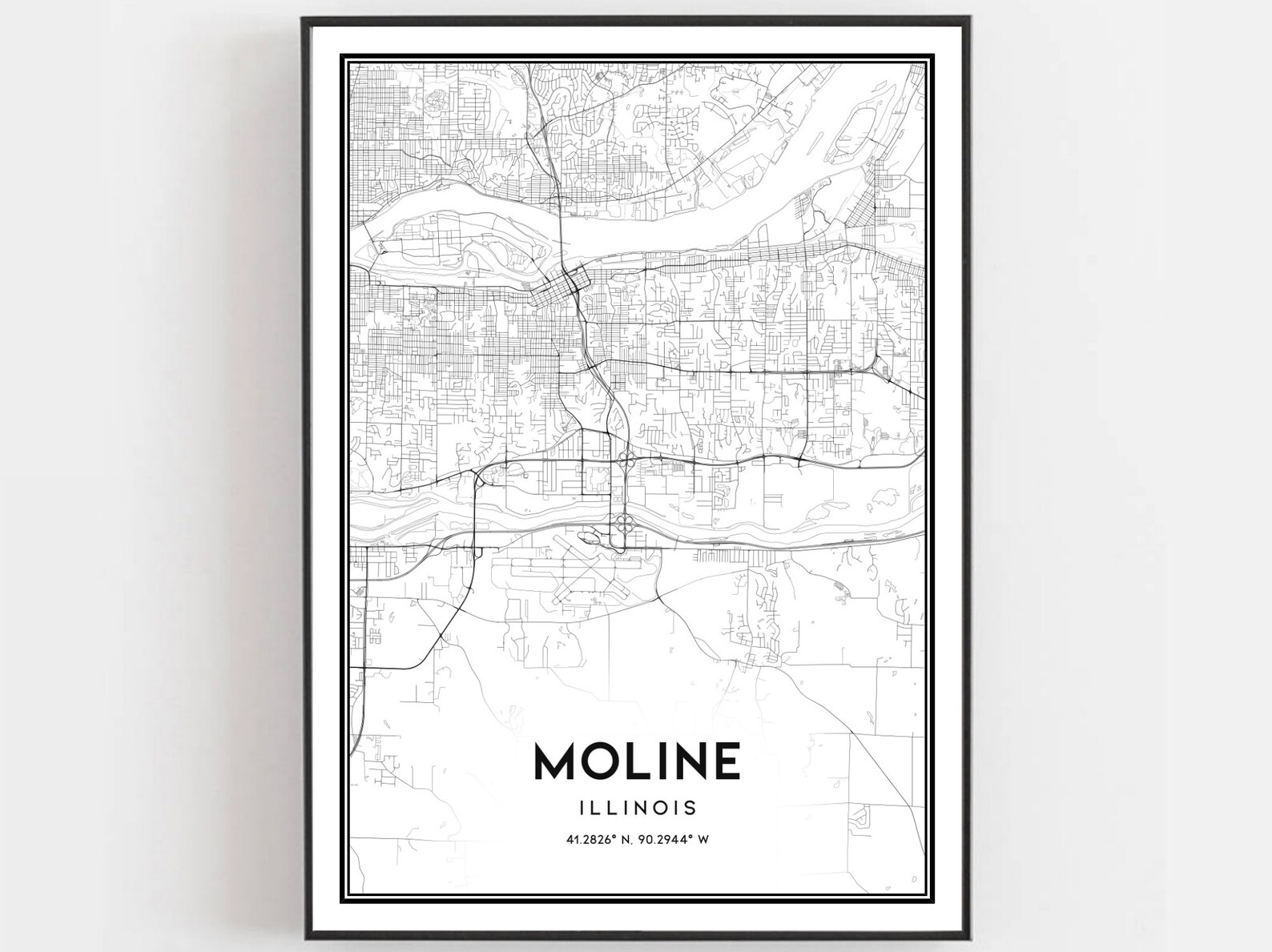 Moline Map Print Moline Map Poster Wall Art Il City Map | Etsy