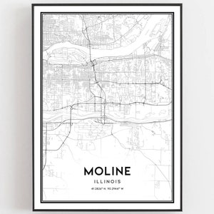 Moline Map Print, Moline Map Poster Wall Art, Il City Map, Illinois ...