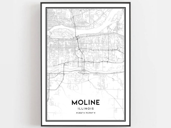 Moline Map Print Moline Map Poster Wall Art Il City Map | Etsy