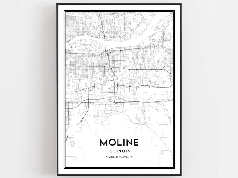 Moline Map Print Moline Map Poster Wall Art Il City Map - Etsy