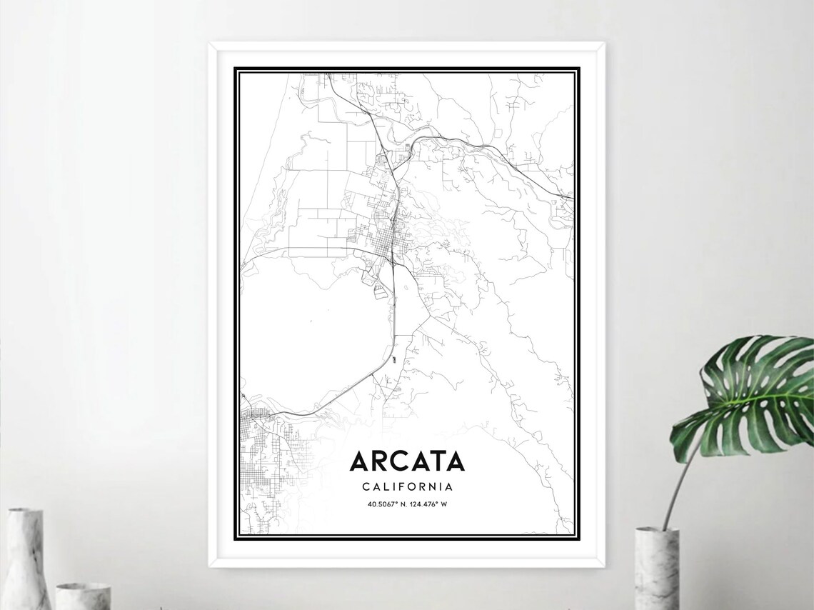 Arcata Map Print Arcata Map Poster Wall Art Ca City Map | Etsy