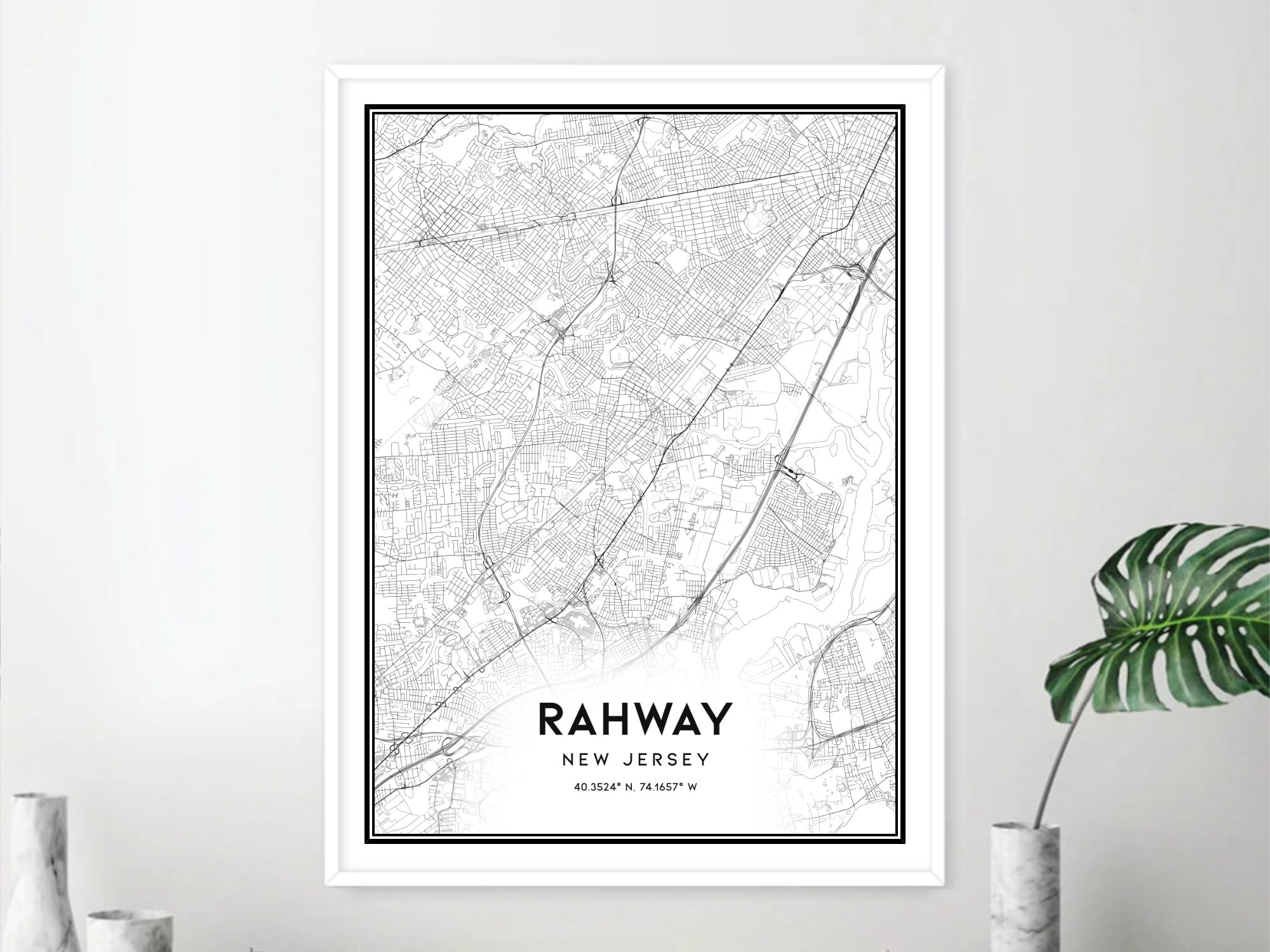 Rahway Map Print Rahway Map Poster Wall Art Nj City Map | Etsy