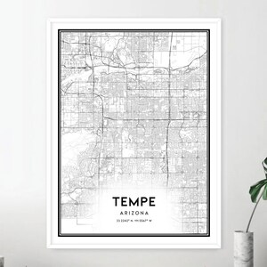 Tempe Map Print, Tempe Map Poster Wall Art, Az City Map, Arizona Print ...