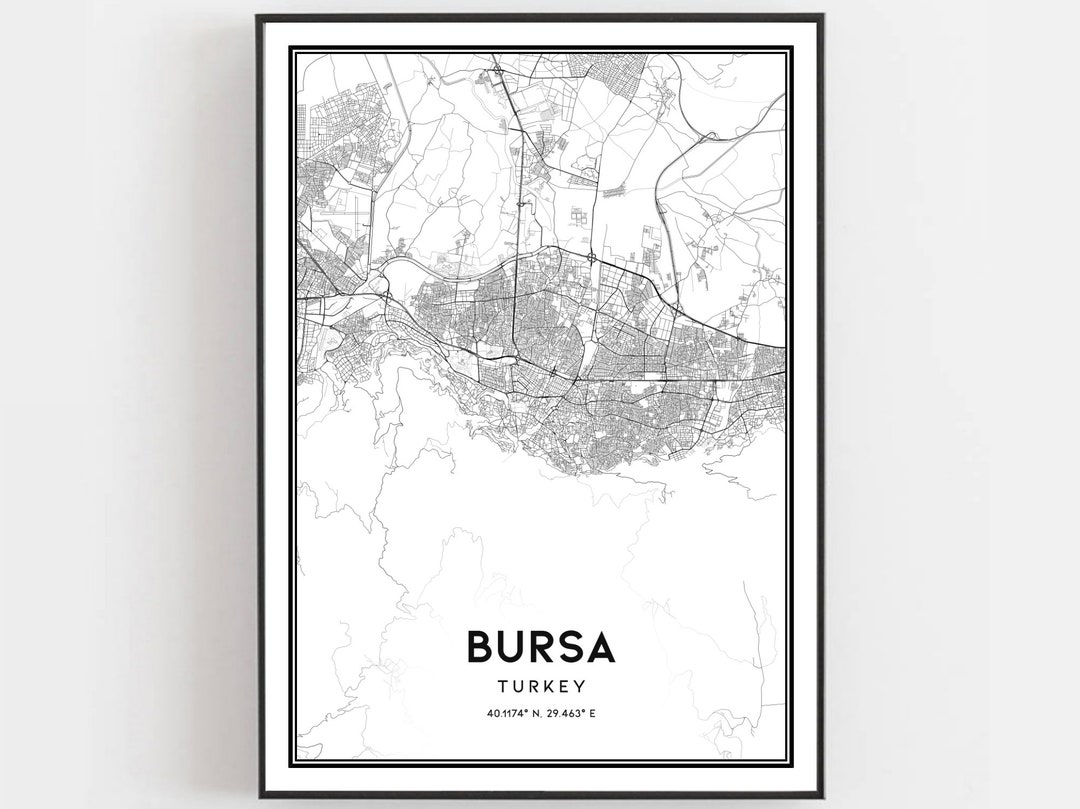 Bursa Map Print, Bursa Map Poster Wall Art, Bursa City Map, Bursa Print ...