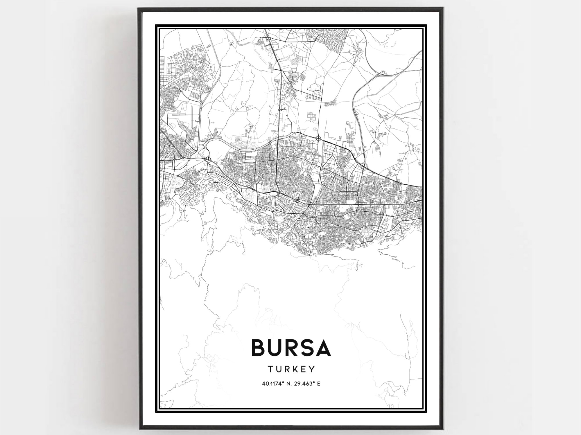 Bursa Map Print Bursa Map Poster Wall Art Bursa City Map | Etsy