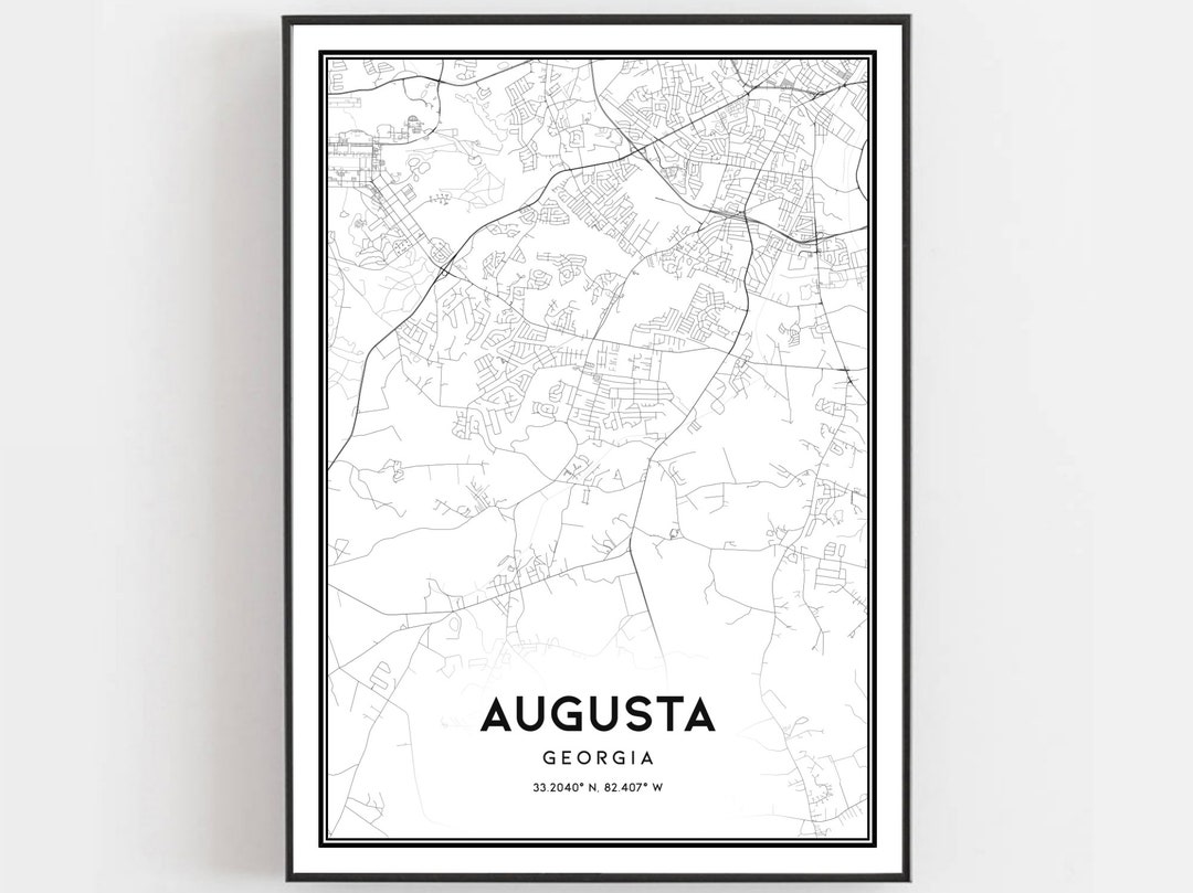 Augusta Map Print, Augusta Map Poster Wall Art, Ga City Map, Georgia ...