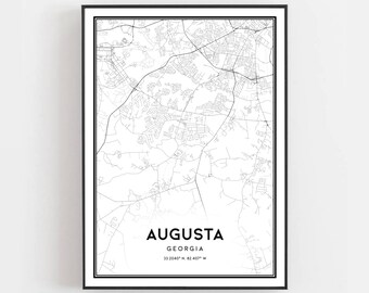 North Augusta Map Print, North Augusta Map Poster Wall Art, Sc City Map ...