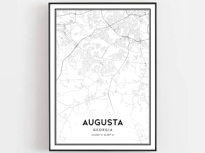 Augusta Map Print, Augusta Map Poster Wall Art, Ga City Map, Georgia ...