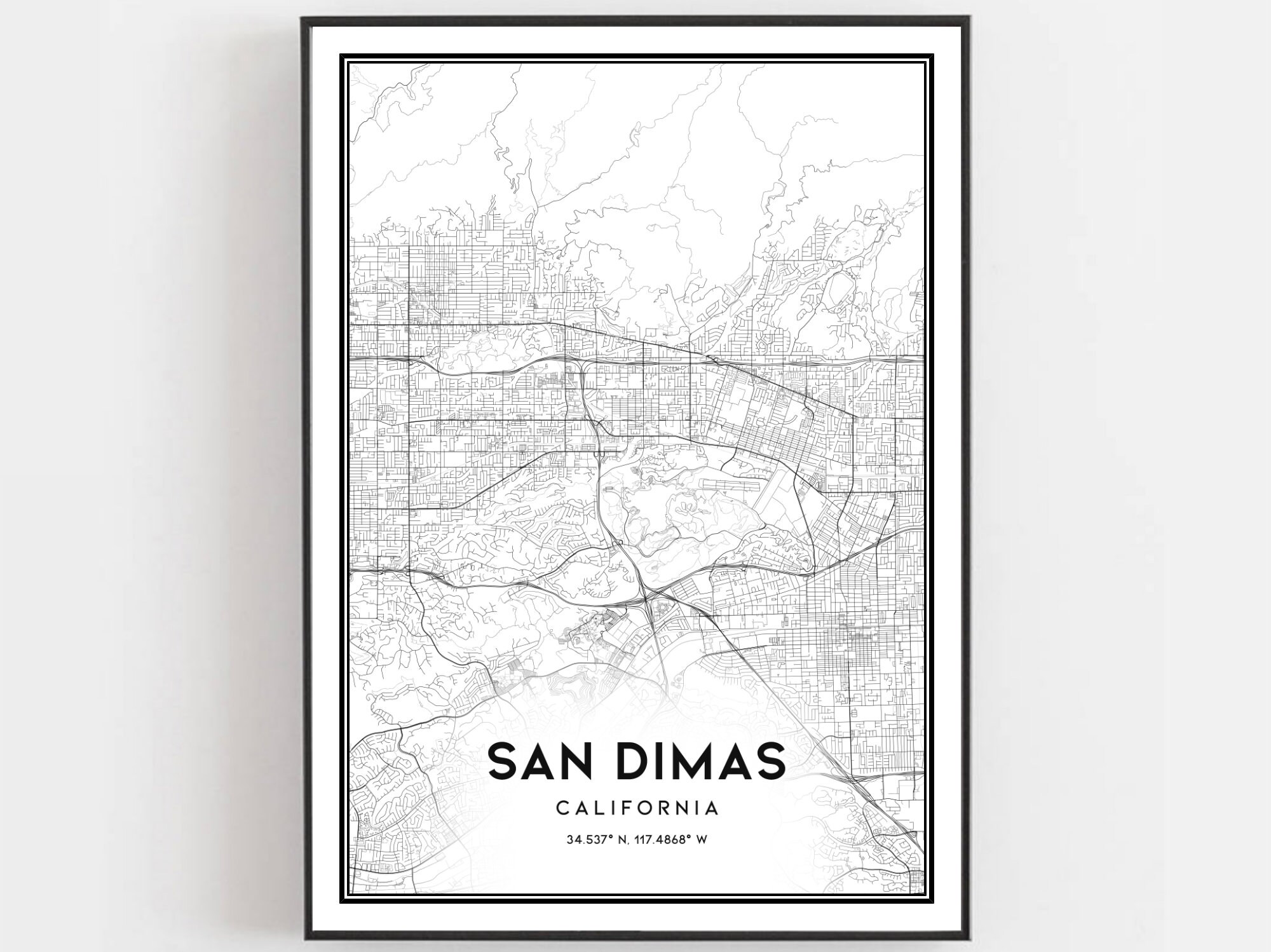 San Dimas Map Print San Dimas Map Poster Wall Art Ca City - Etsy Australia