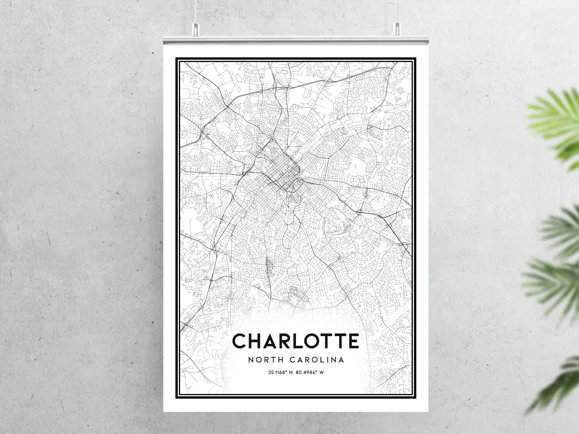 Charlotte Map Print Charlotte Map Poster Wall Art Nc City - Etsy
