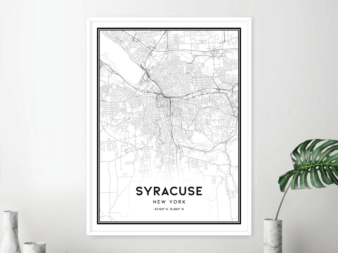 Syracuse Map Print, Syracuse Map Poster Wall Art, Ny City Map, New York ...