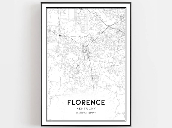 Florence Map Print Florence Map Poster Wall Art Ky City Map - Etsy
