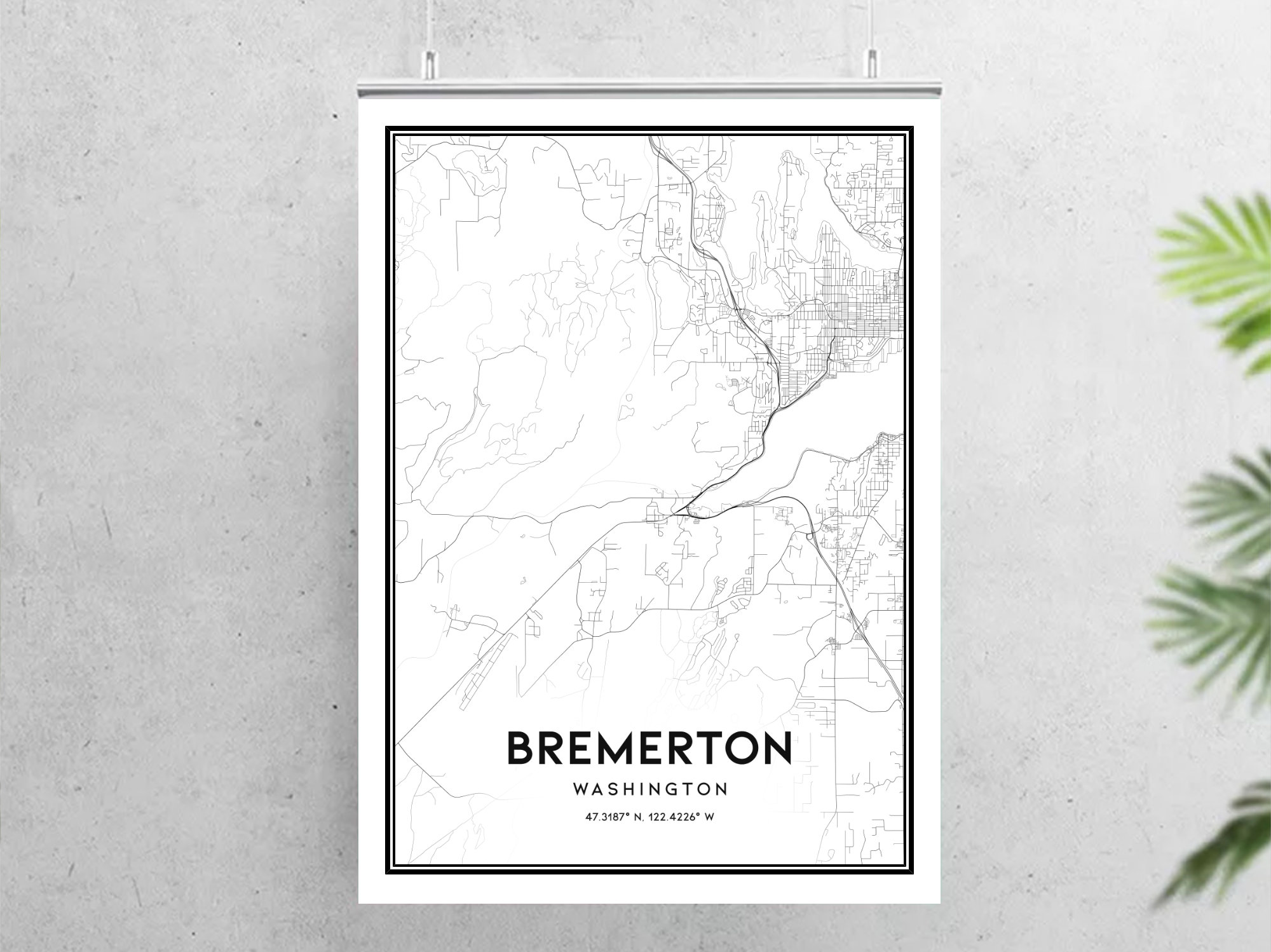 Bremerton Map Print Bremerton Map Poster Wall Art Wa City | Etsy