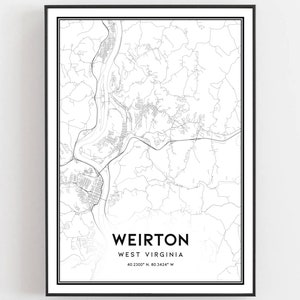 Weirton Map Print, Weirton Map Poster Wall Art, Va City Map, West ...