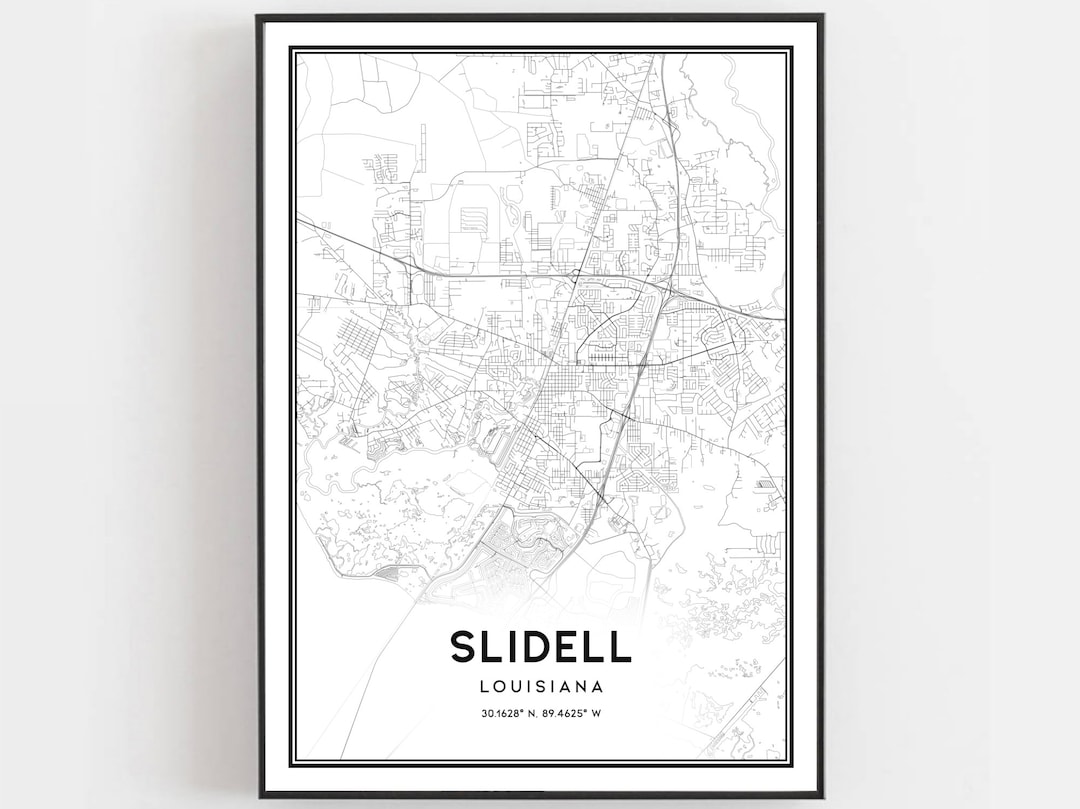 Slidell Map Print, Slidell Map Poster Wall Art, La City Map, Louisiana ...