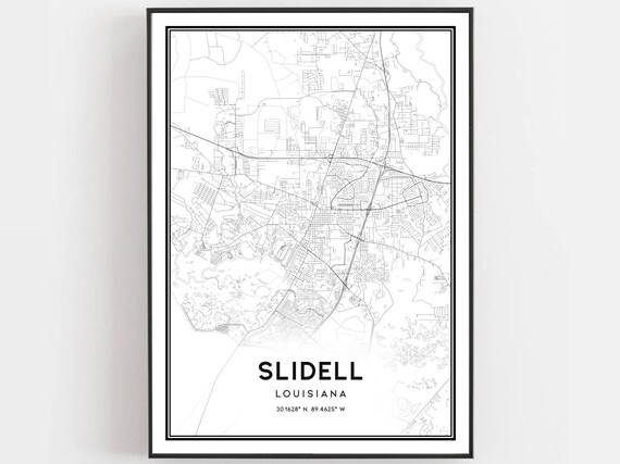 Slidell Map Print Slidell Map Poster Wall Art La City Map | Etsy