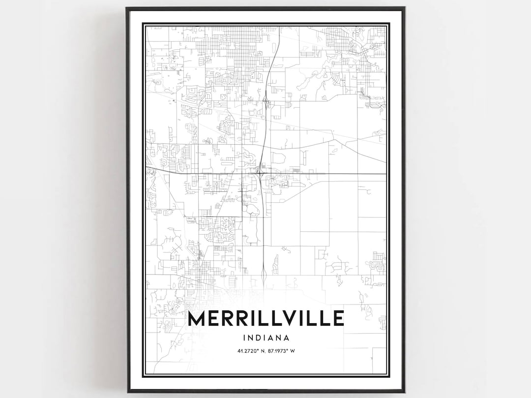 Merrillville Map Print, Merrillville Map Poster Wall Art, in City Map ...