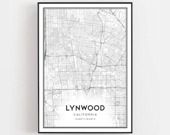 Lynnwood Map Print, Lynnwood Map Poster Wall Art, Wa City Map ...