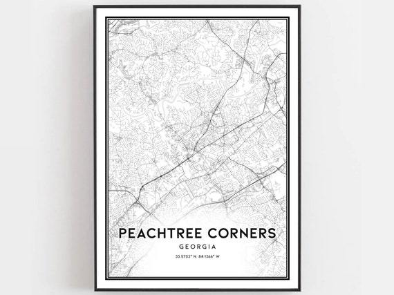 Peachtree Corners Map Print Peachtree Corners Map Poster Wall | Etsy